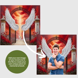 Red Floral Heaven Background With Gold Gates Png, Memorial Service PNG ...