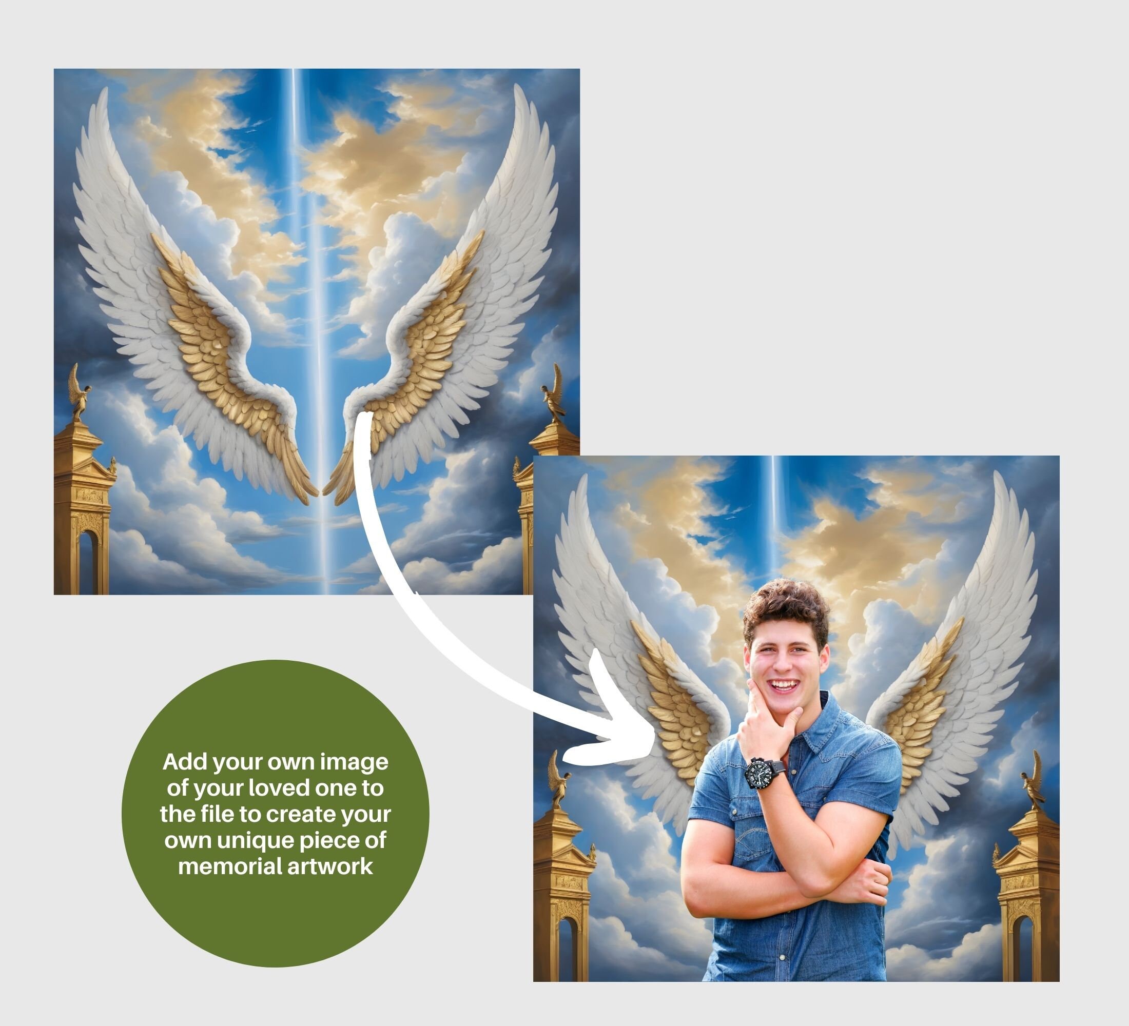 Gold Wings Heaven Background With Gold Gates Png, Memorial Service PNG ...