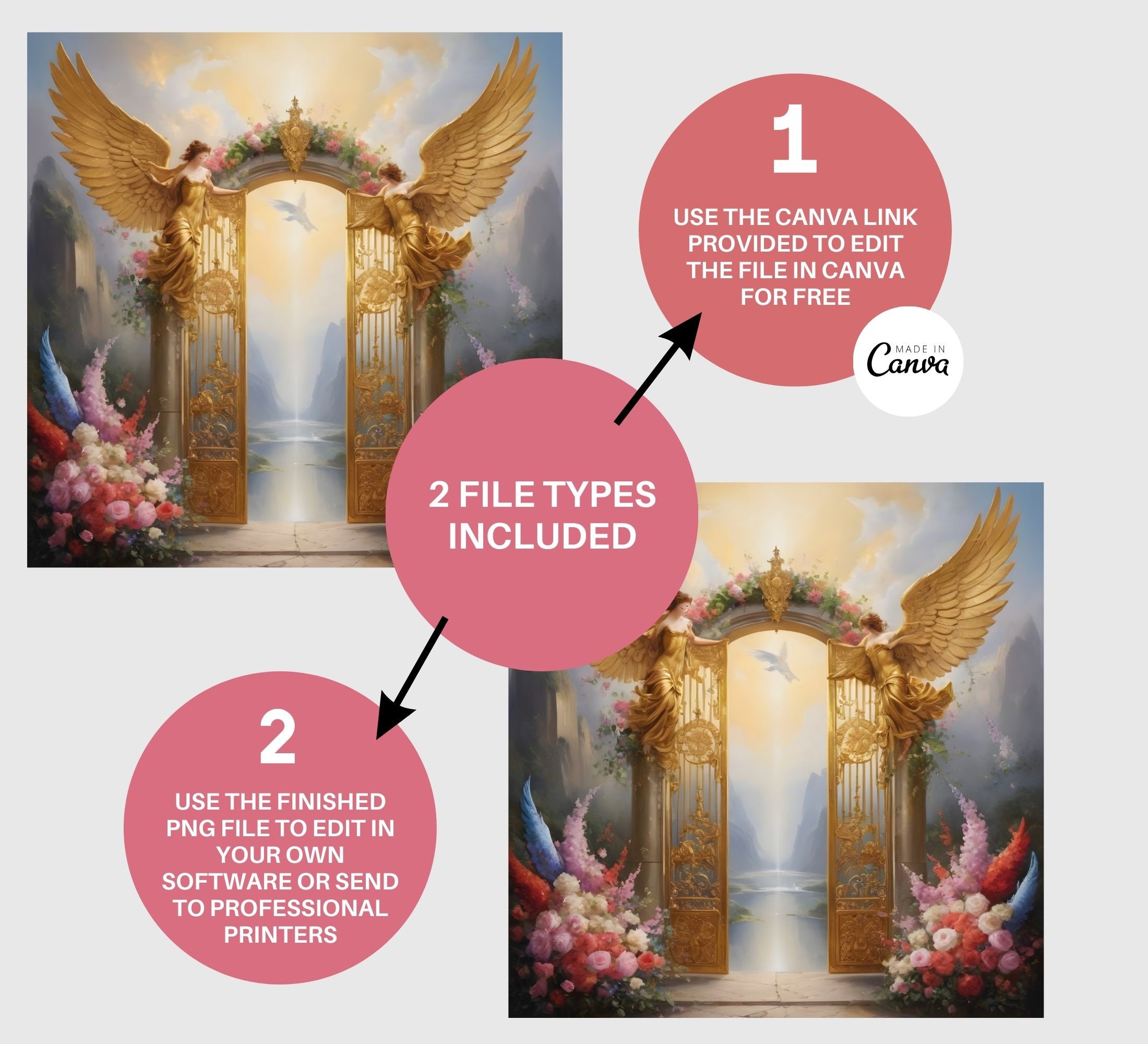 Gold Angels Heaven Background With Gold Gates Png, Memorial Service PNG ...