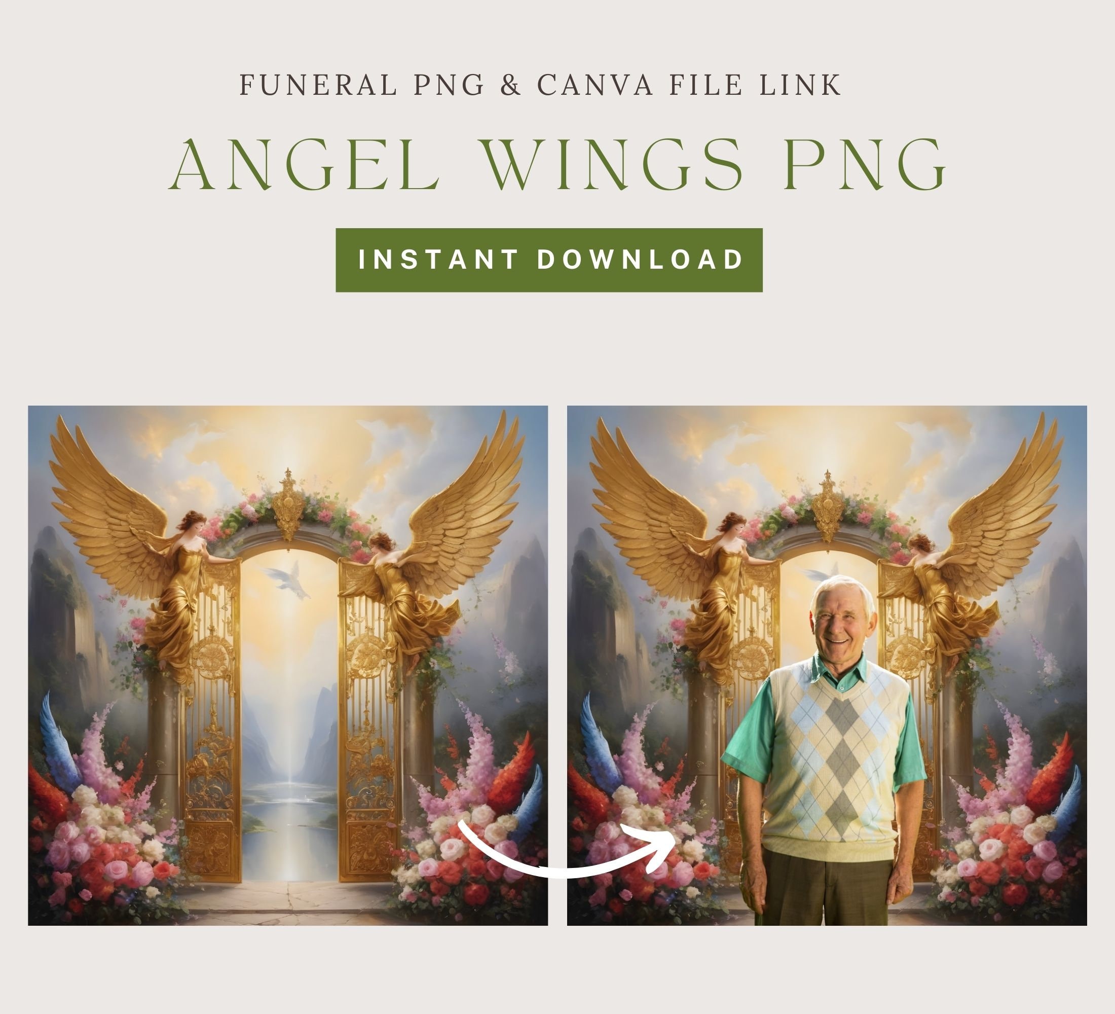 Gold Angels Heaven Background With Gold Gates Png, Memorial Service PNG ...