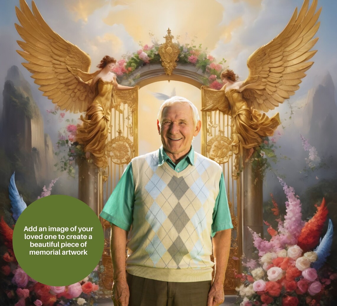 Gold Angels Heaven Background With Gold Gates Png, Memorial Service PNG ...