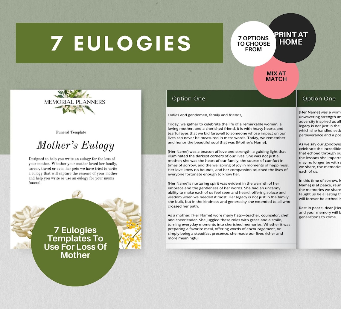 Funeral Eulogy for Loss of Mother, Eulogy Speech, Funeral Speech ...