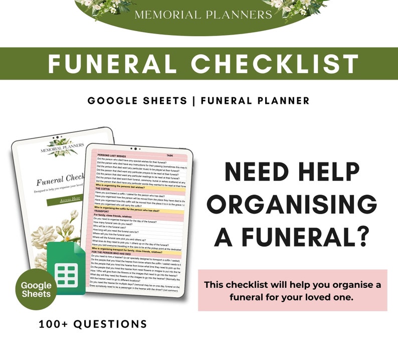 Funeral Planner, Funeral Checklist, Funeral Organiser, Funeral Plan ...