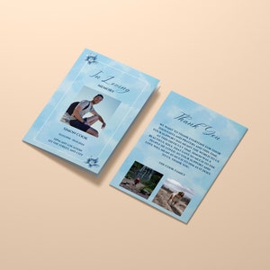Blue Funeral Program Template, Instant Download, Obituary Template Sky ...