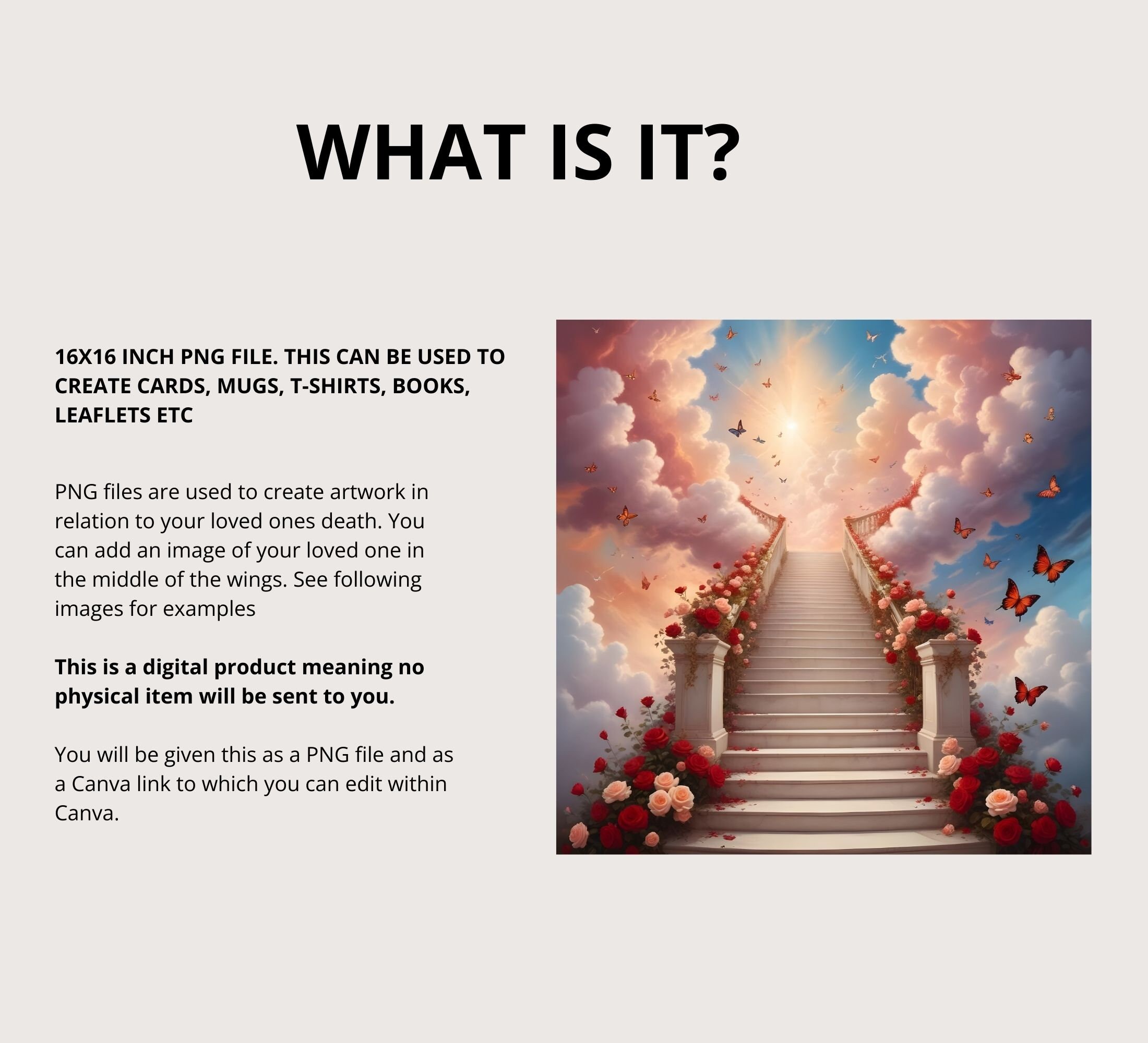 Rose & Butterfly Heaven Background With Stairs Png, Memorial Service ...