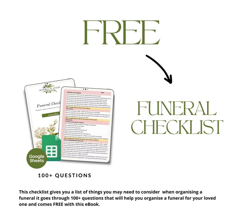 How to Organise A Funeral, Funeral Planner Ebook, Funeral Checklist ...