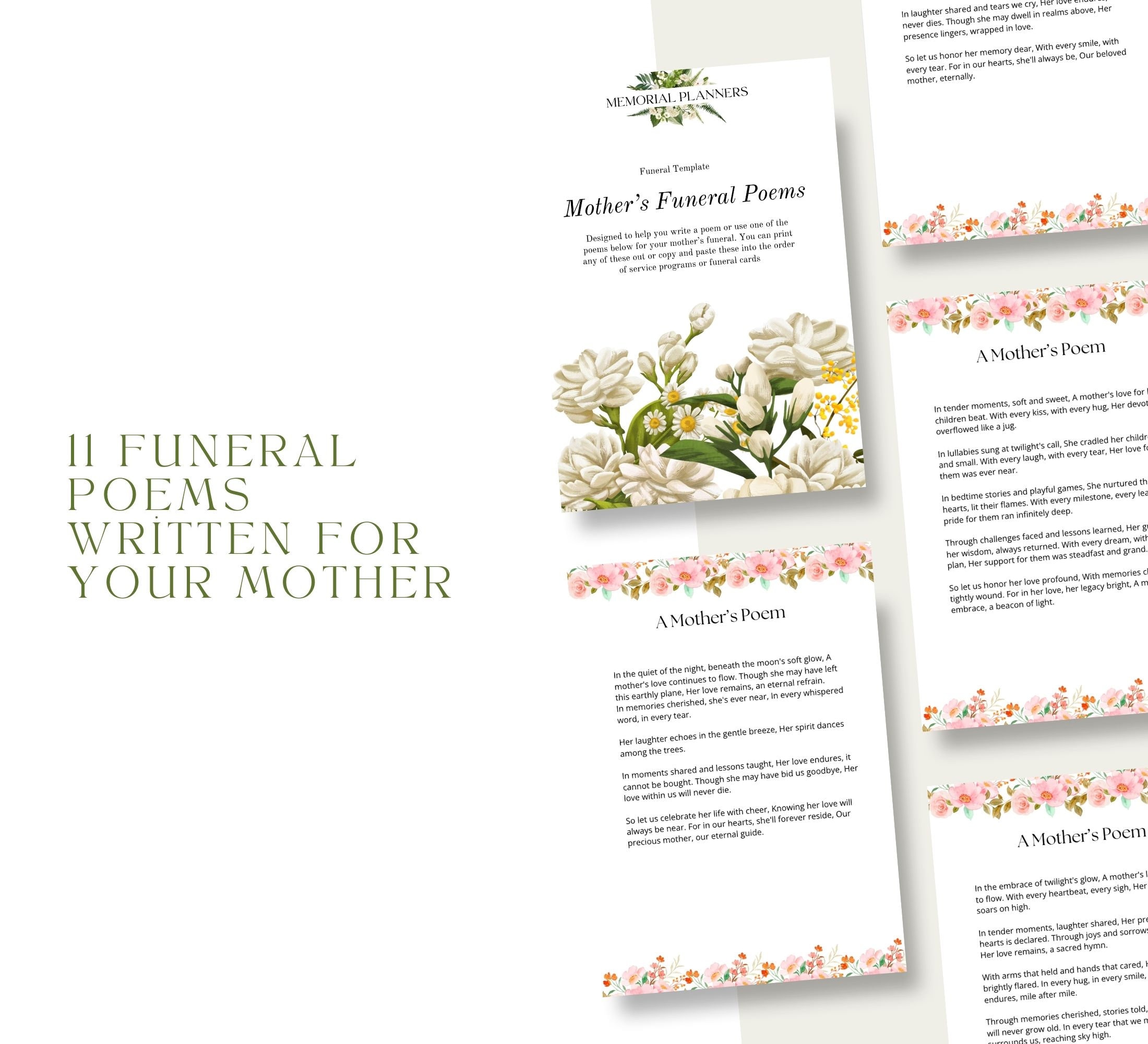 Mom Funeral Poems, Memorial Poem, Loss of Mother, Funeral Poems for ...