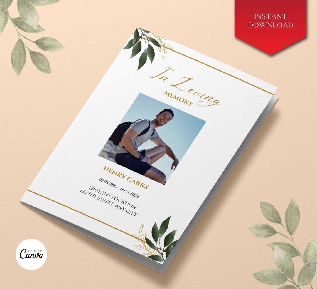 Editable Funeral Program, Instant Download Template, Obituary Template ...