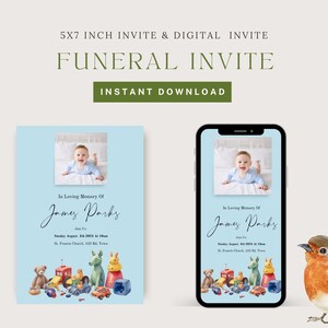 Blue Baby Funeral Invite, Loss of A Child, Loss of Son, Digital Funeral ...