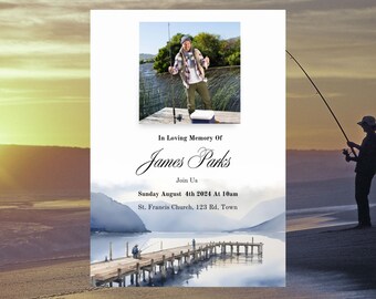 Fishermans Funeral Invite, Fishing Funeral Program, Funeral Invitation ...