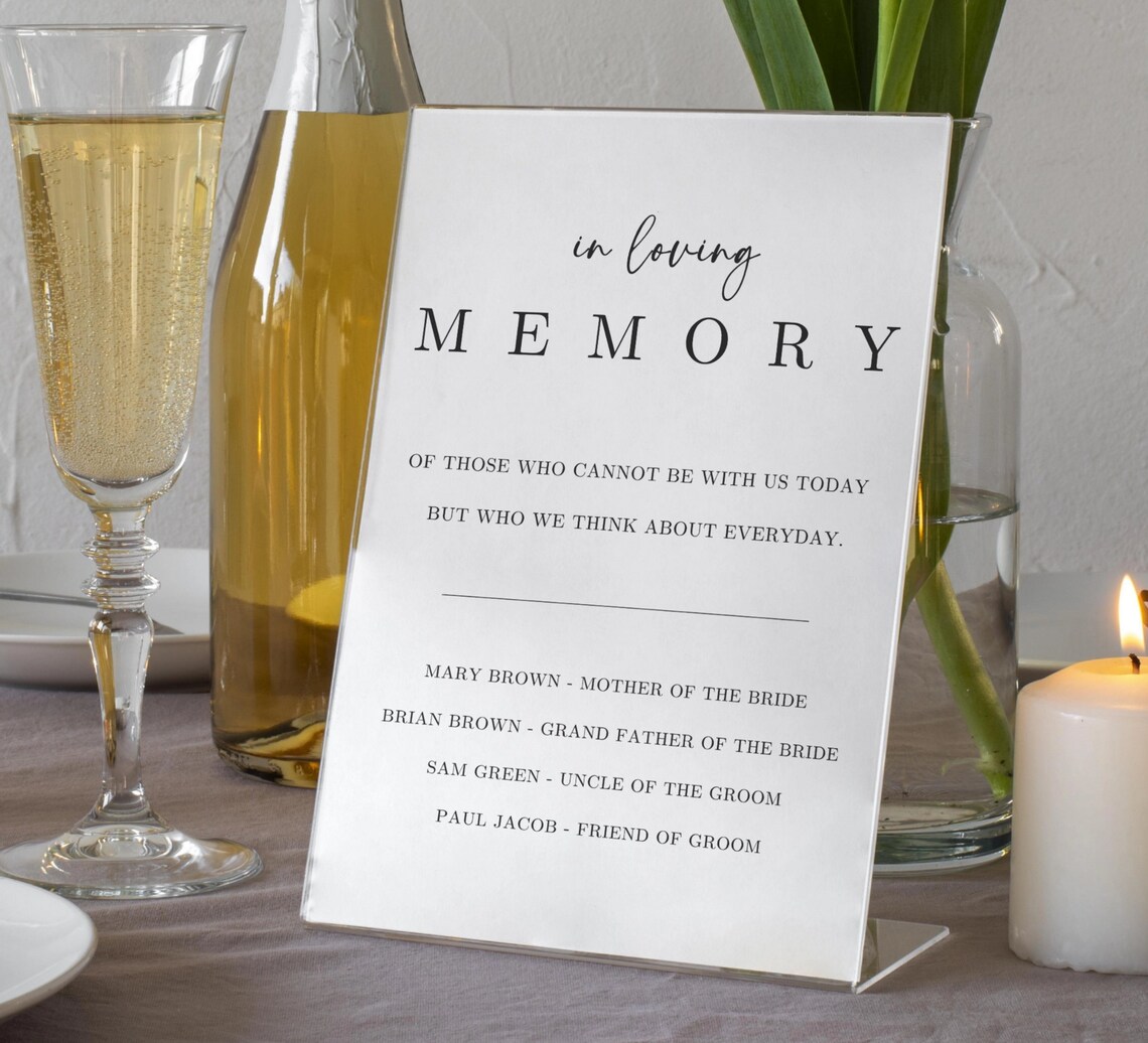 Minimalistic in Loving Memory Sign Canva Template, Custom Name Memory ...