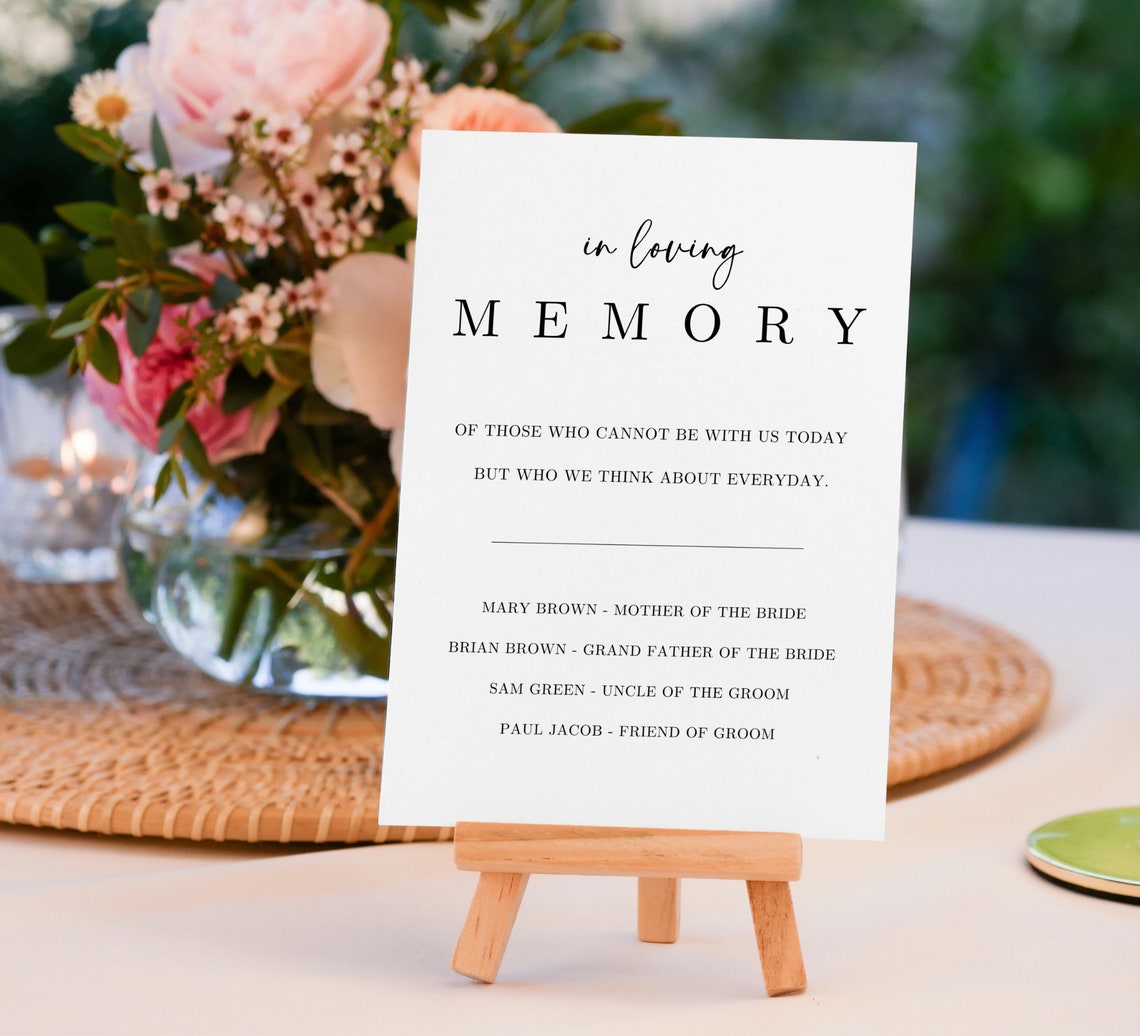 Minimalistic in Loving Memory Sign Canva Template, Custom Name Memory ...