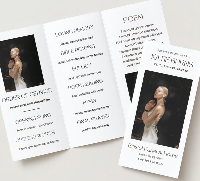 Funeral Order of Service, Minimal Order of Service Template, Order of ...