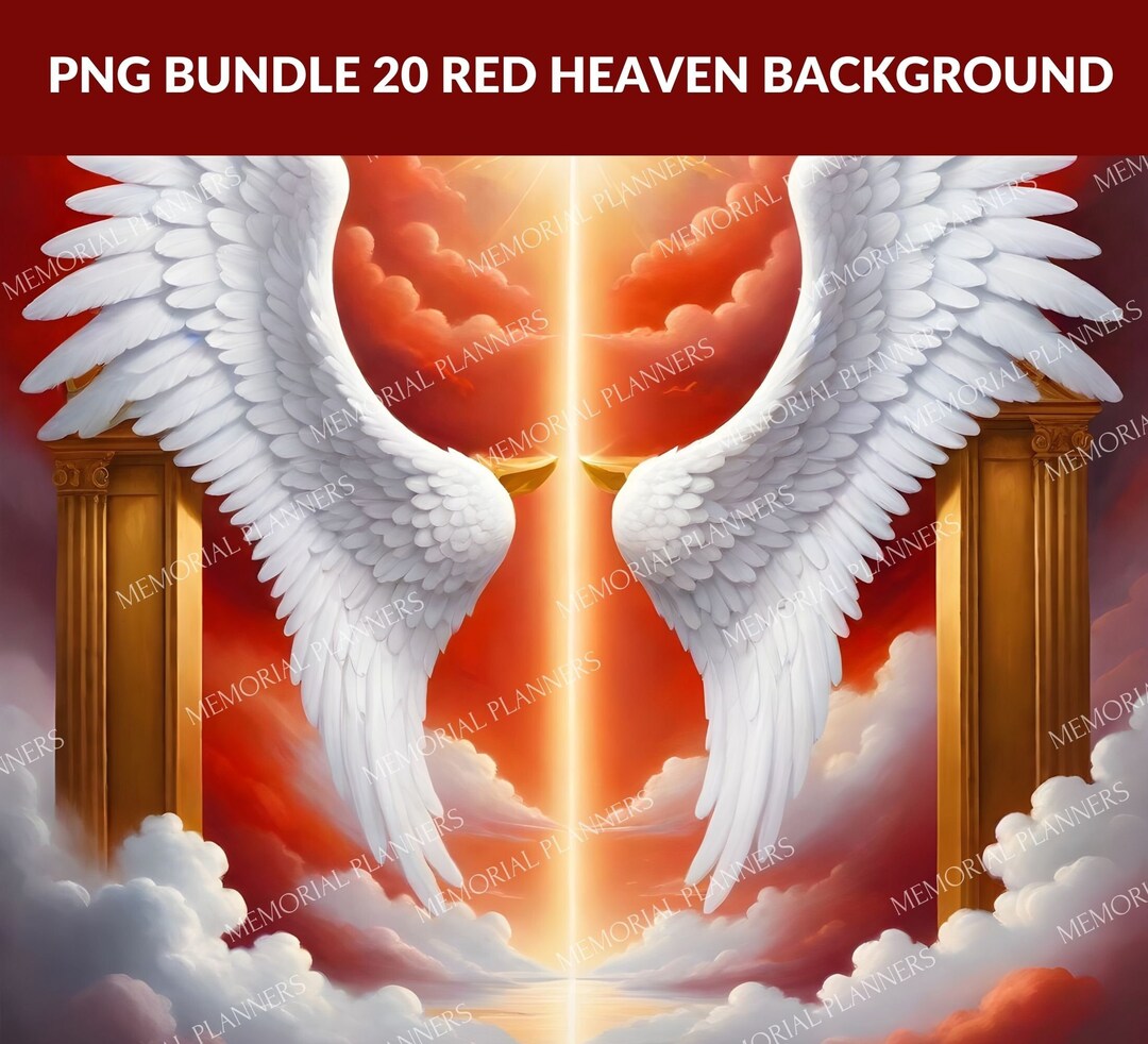 Red Heaven Background With Gold Gate Png, Memorial Service PNG, Red ...