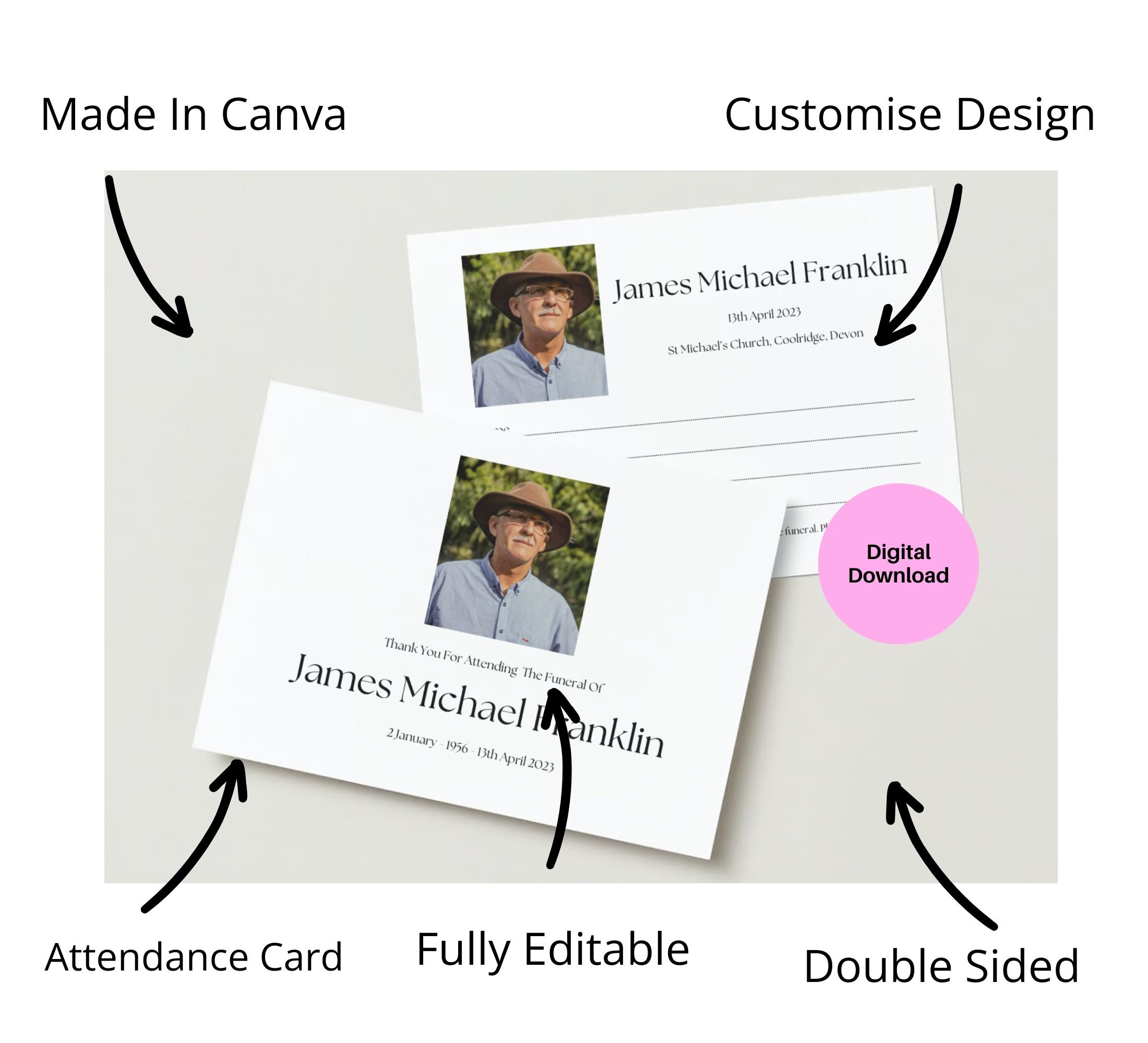 Funeral Attendance Cards, Funeral Attendees, Minimalistic Attendance ...