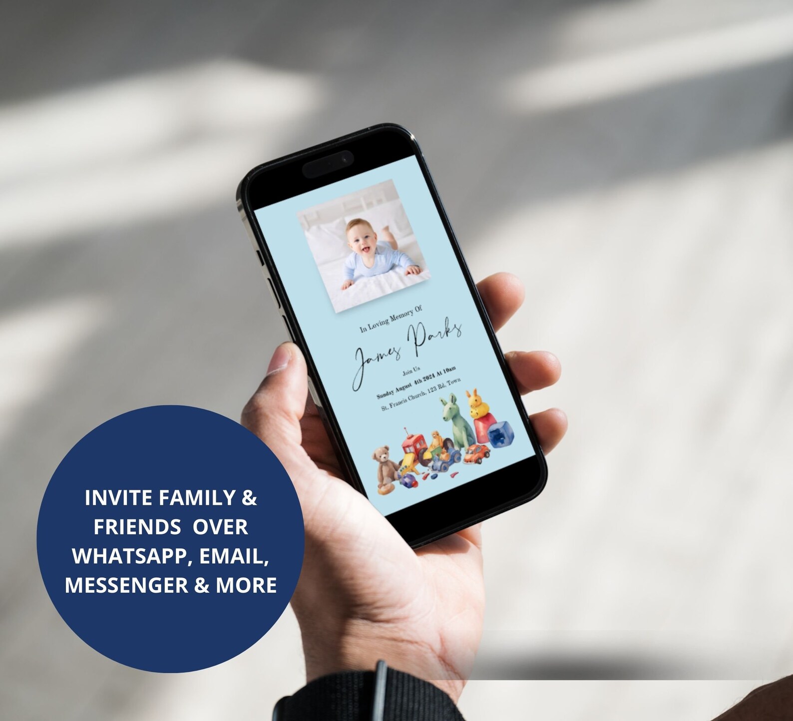 Blue Baby Funeral Invite, Loss of A Child, Loss of Son, Digital Funeral ...
