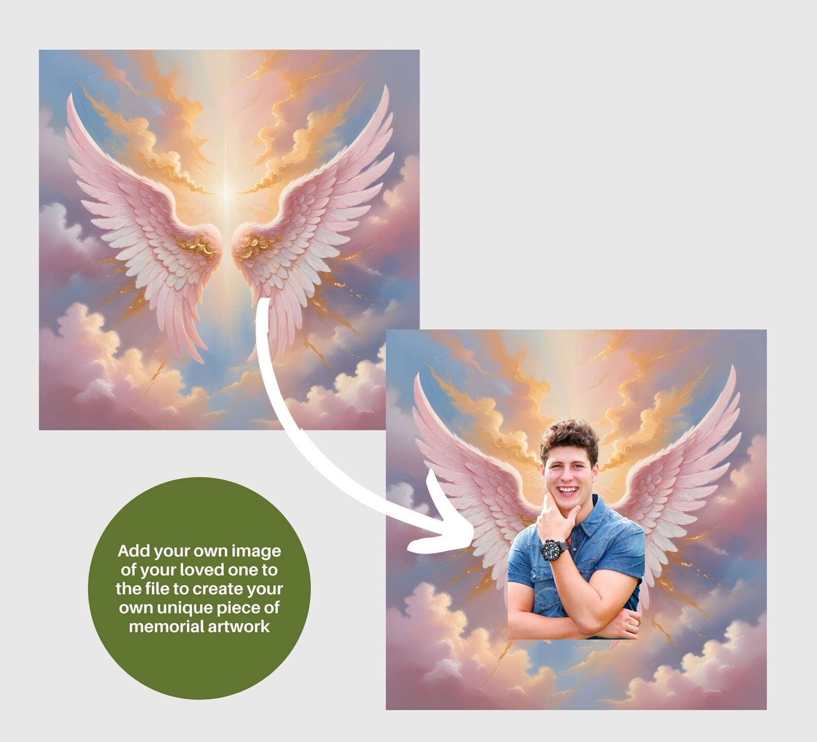 Pink Angel Wings in Heaven Background Png, Custom in Memory Angel Wings ...