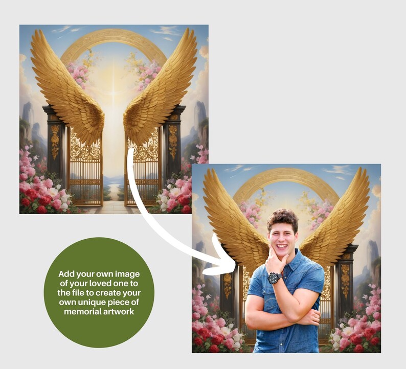 Gold Wings Heaven Background With Gold Gates Png, Memorial Service PNG ...