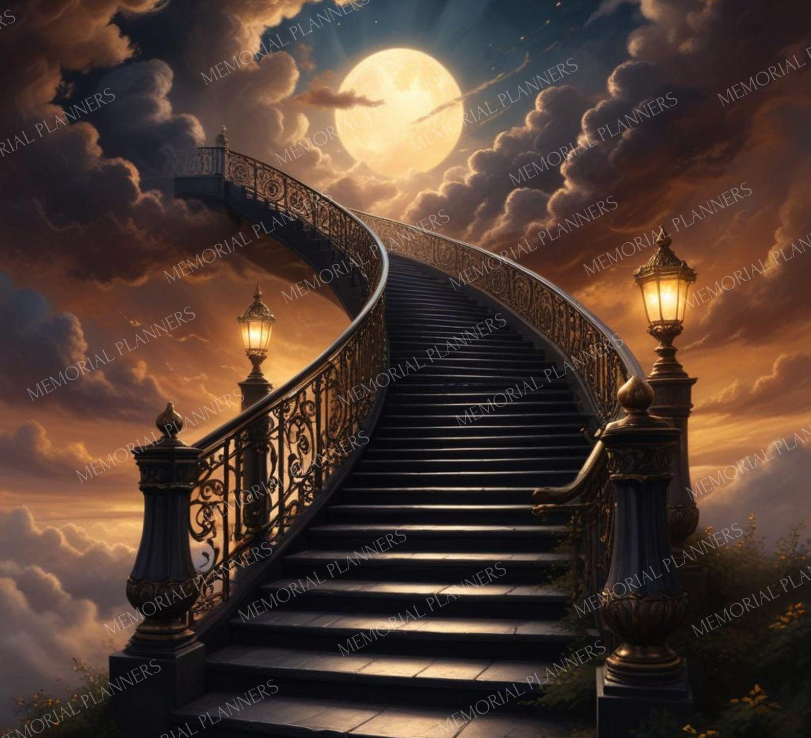 Black & Gold Heaven Background, Heaven Stairs + Moon Png, in Loving ...