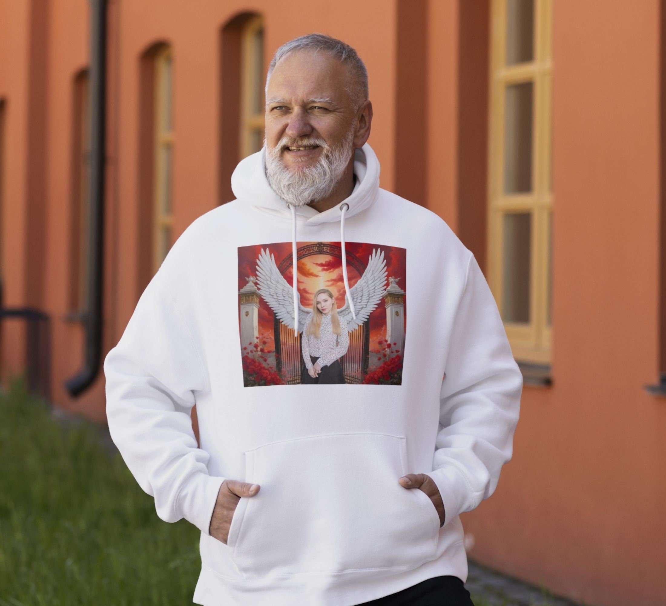 Red Floral Heaven Background With Gold Gates Png, Memorial Service PNG ...