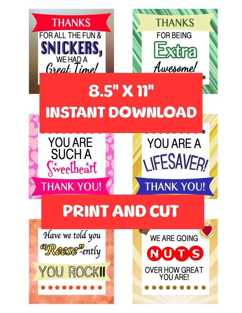 Thank You Candy Grams Printable Tags | Teacher & Student Gifts ...