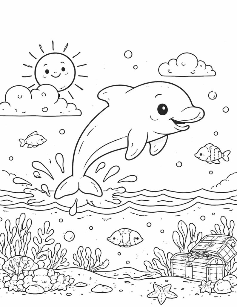 Best Selling Cute Ocean Animals Coloring Pages | Adult and Kids ...