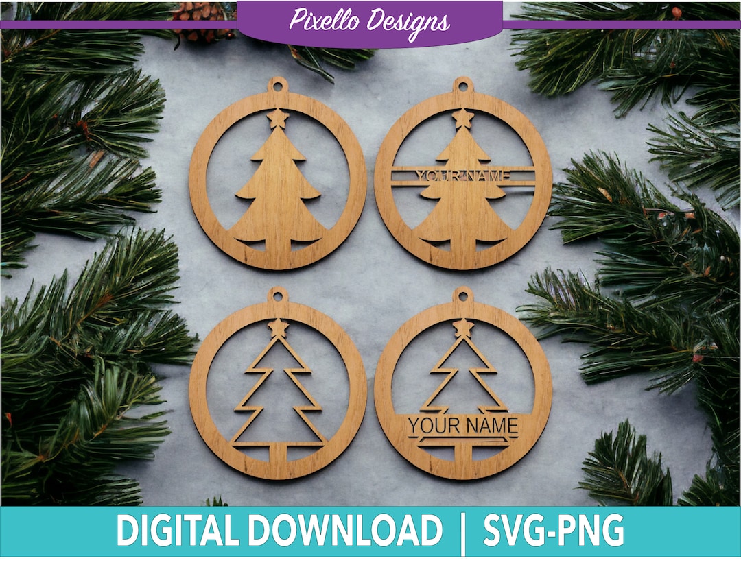Split Christmas Tree SVG Files, Personalized Tree Bundle SVG, Ornament ...