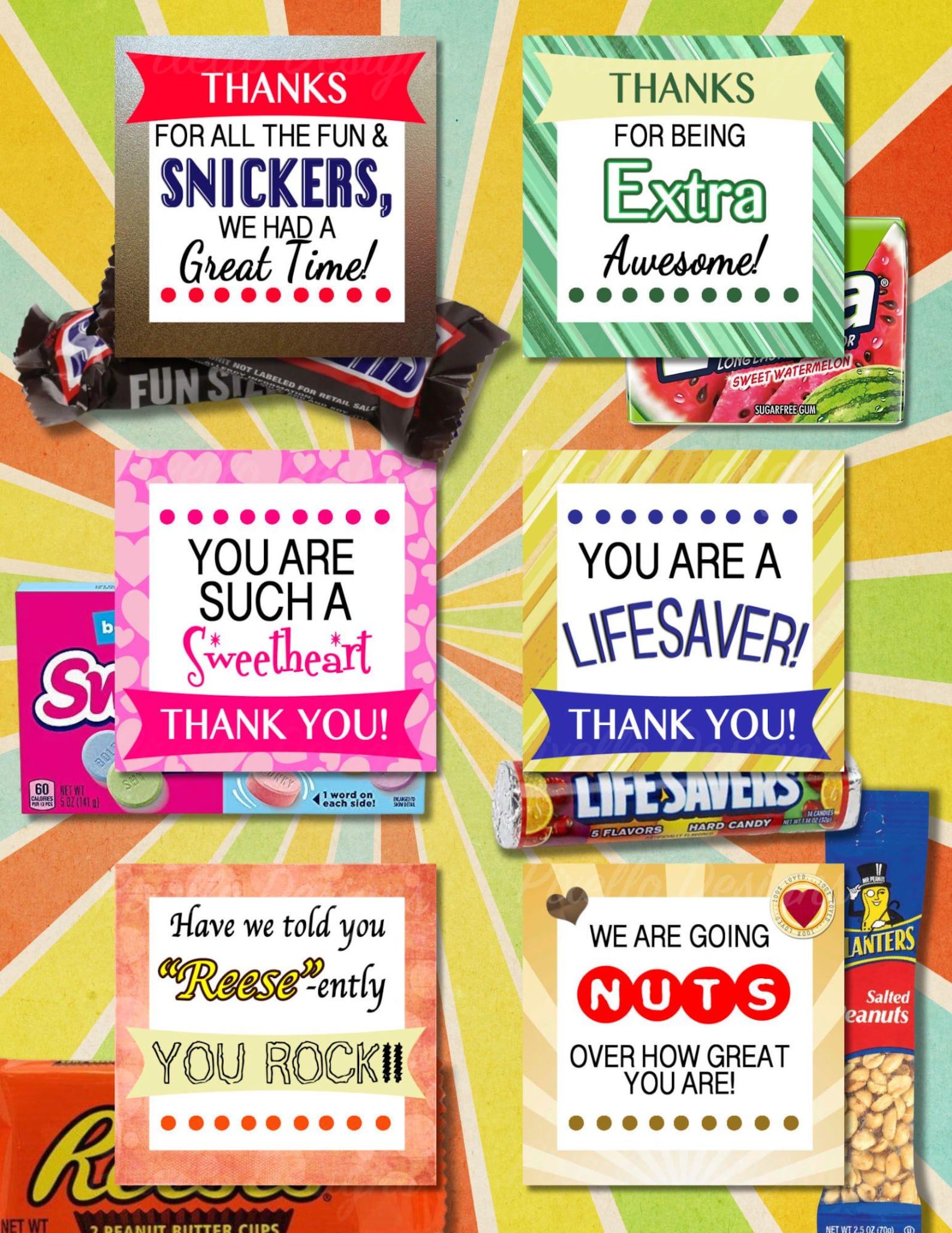 Thank You Candy Grams Printable Tags | Teacher & Student Gifts ...