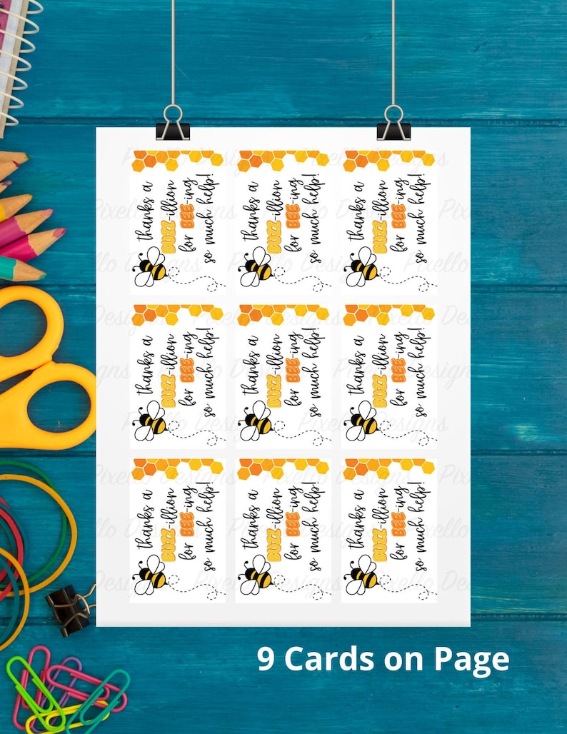Thank You for Bee-ing a Great Teacher Tag, Printable End of School Year ...
