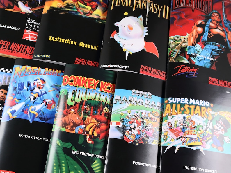 Super Nintendo - SNES - Reproduction Instruction Manuals - Etsy