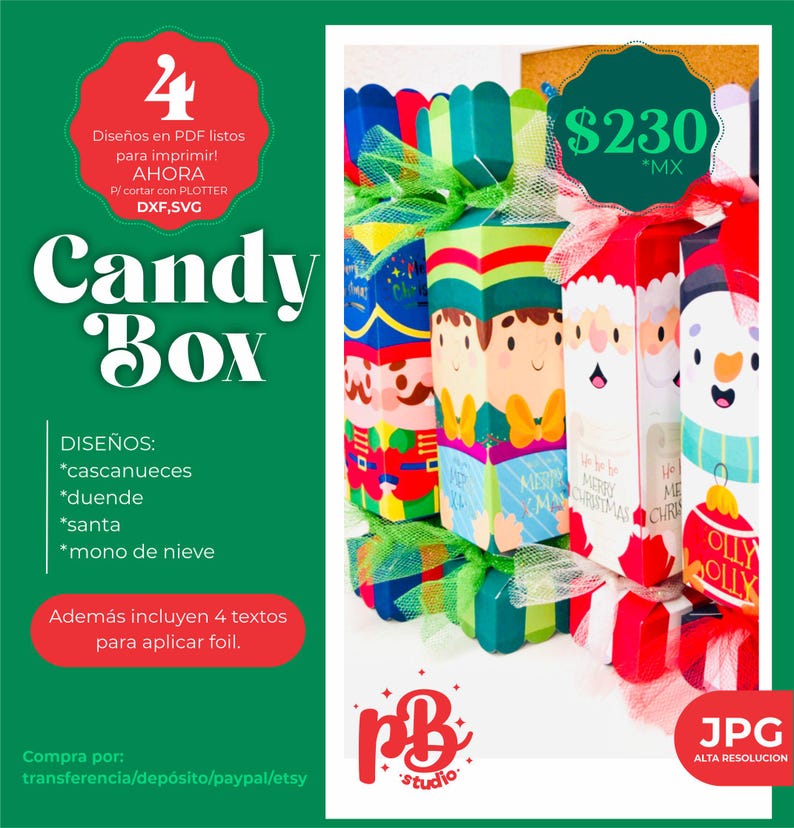 Collection of Christmas Designs for Packaging, Candy Boxes, Printable ...
