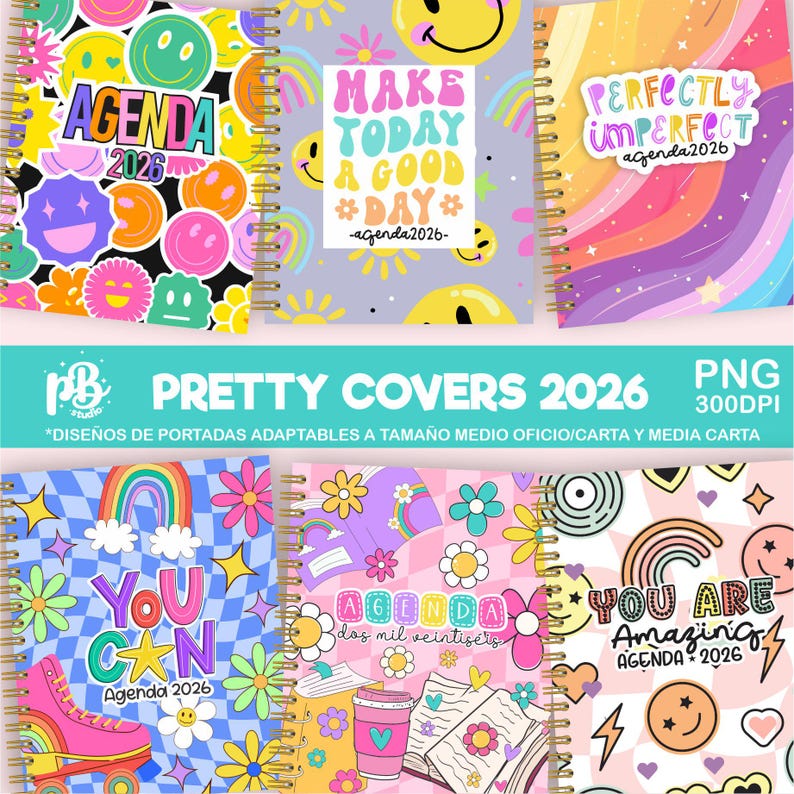 Pretty Covers 2026, diseños de portadas para agendas, covers, portadas ...