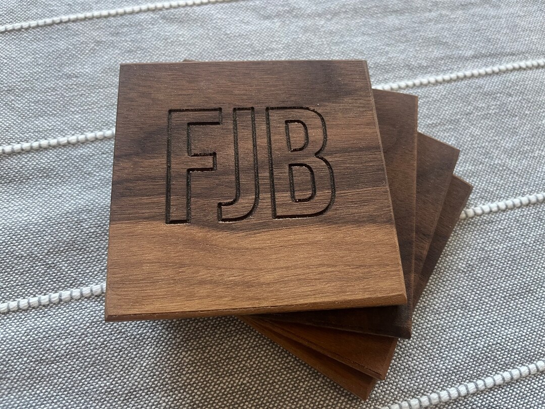 FJB Real Walnut Wood Drink Coasters-set of 4 - Etsy