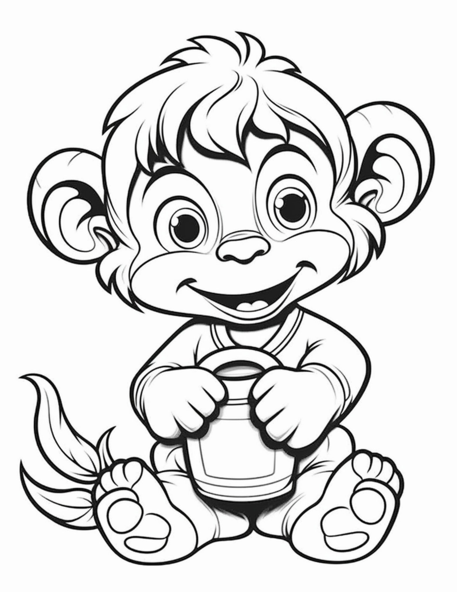 221 Cute Kawaii Monkeys Coloring Book Pages Amazon KDP Halloween ...