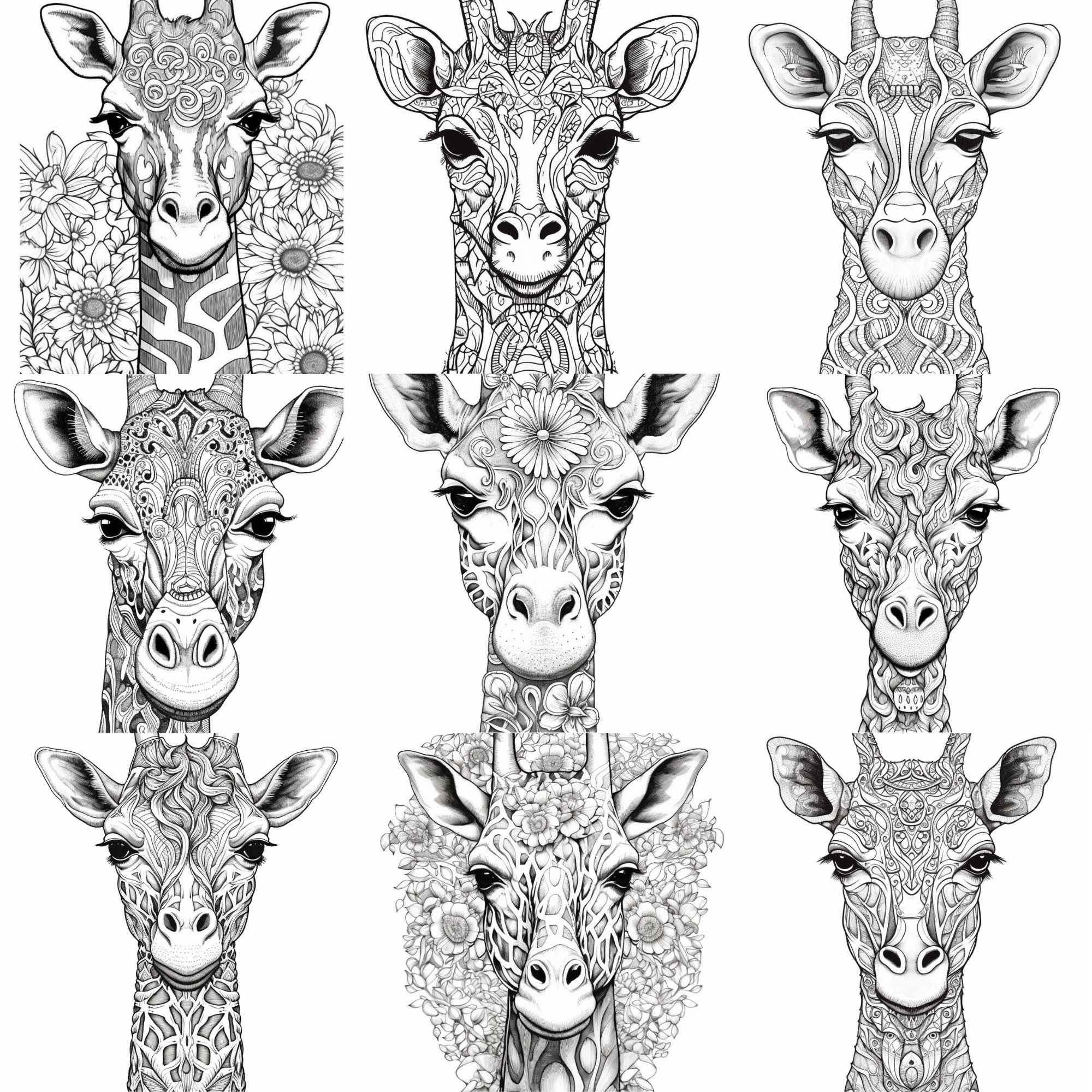 64 Giraffe Mandala Coloring Pages to Use or Sell Wall Art - Etsy