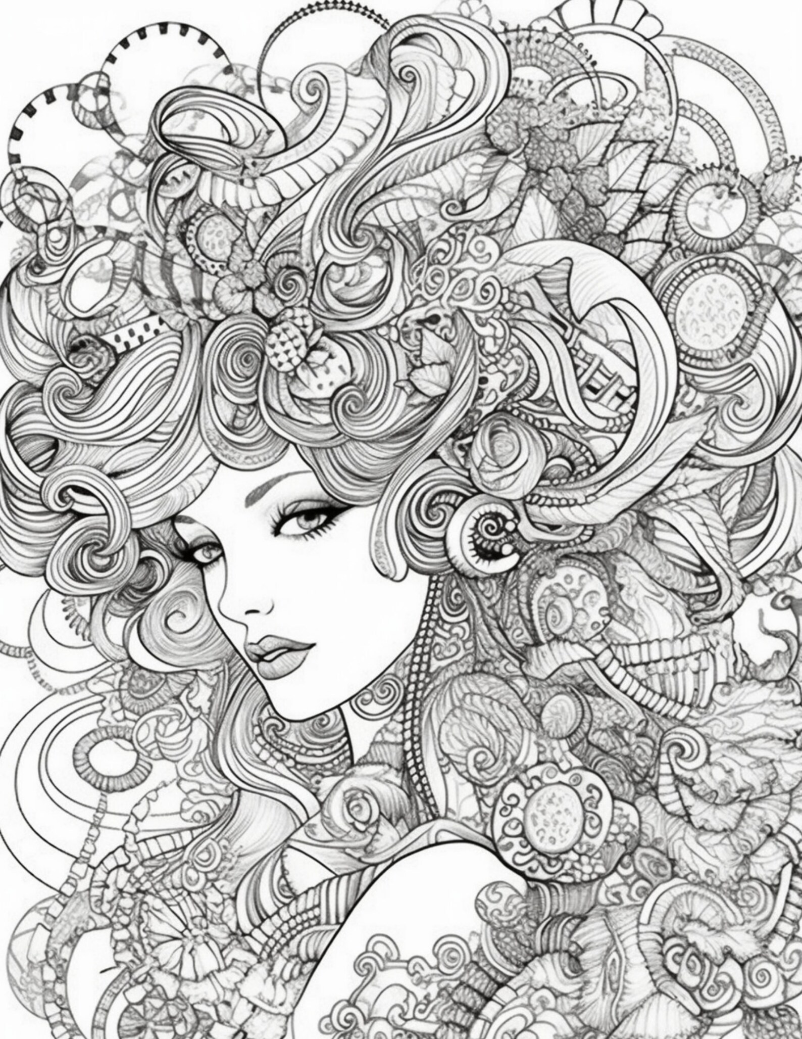 57 Hair Patterns Coloring Book Pages Printable Edit in Canva PNG JPG ...