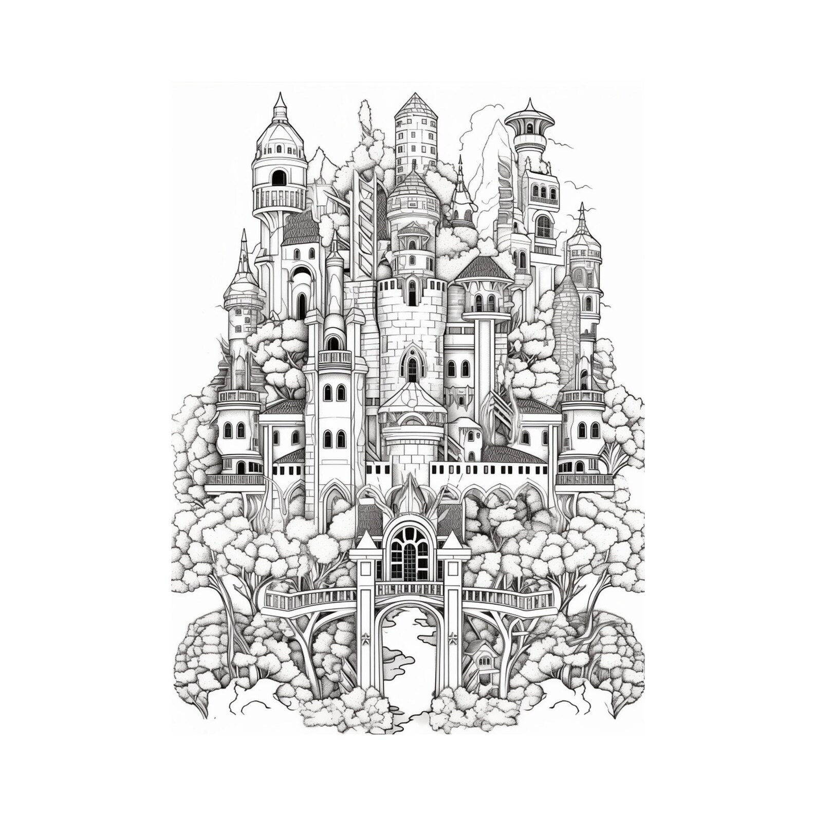 150 Castle Coloring Pages Amazon KDP Coloring Book Publishing Private ...