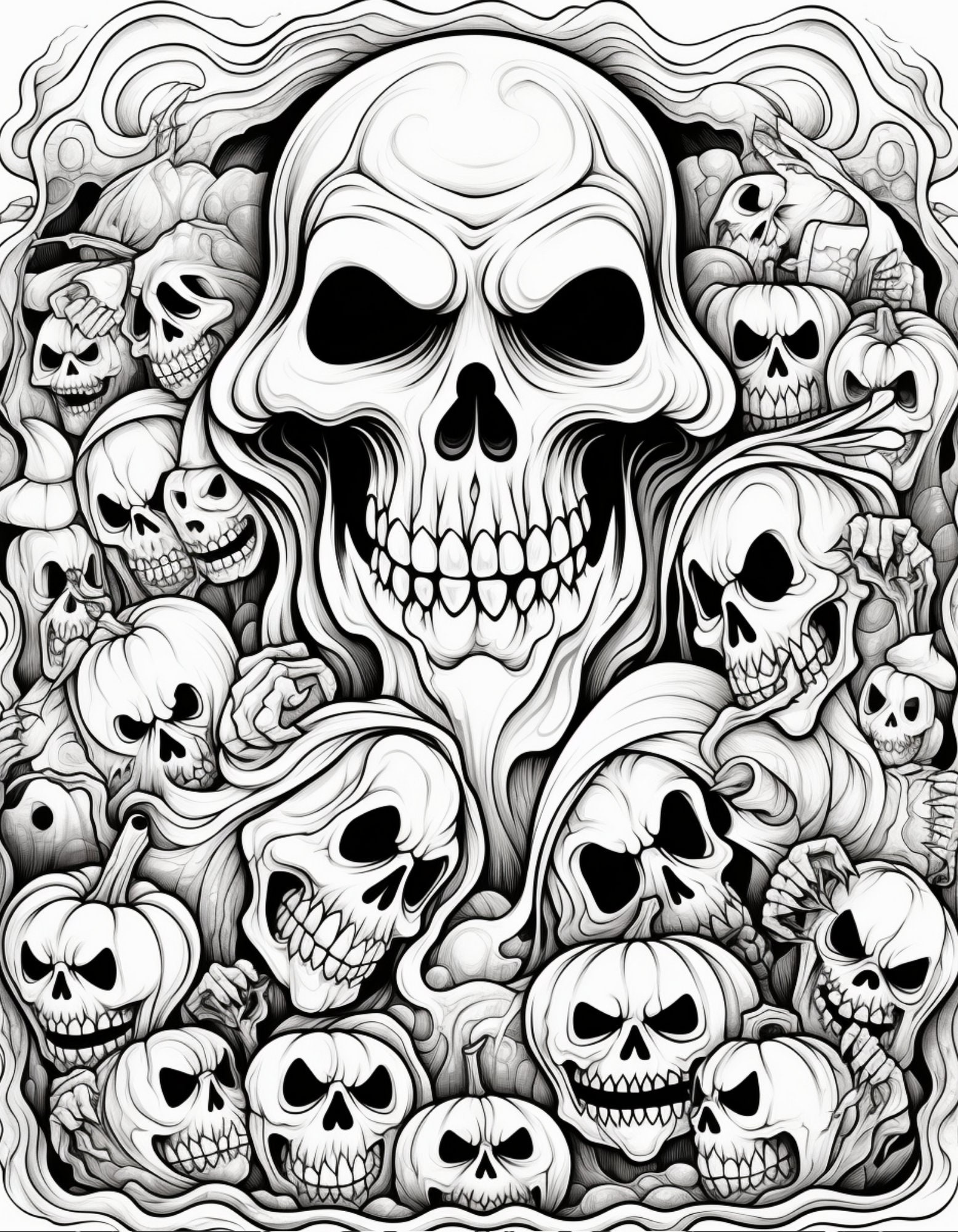 105 Halloween Ghosts Ghouls and Goblins Adult Coloring Pages Amazon KDP ...