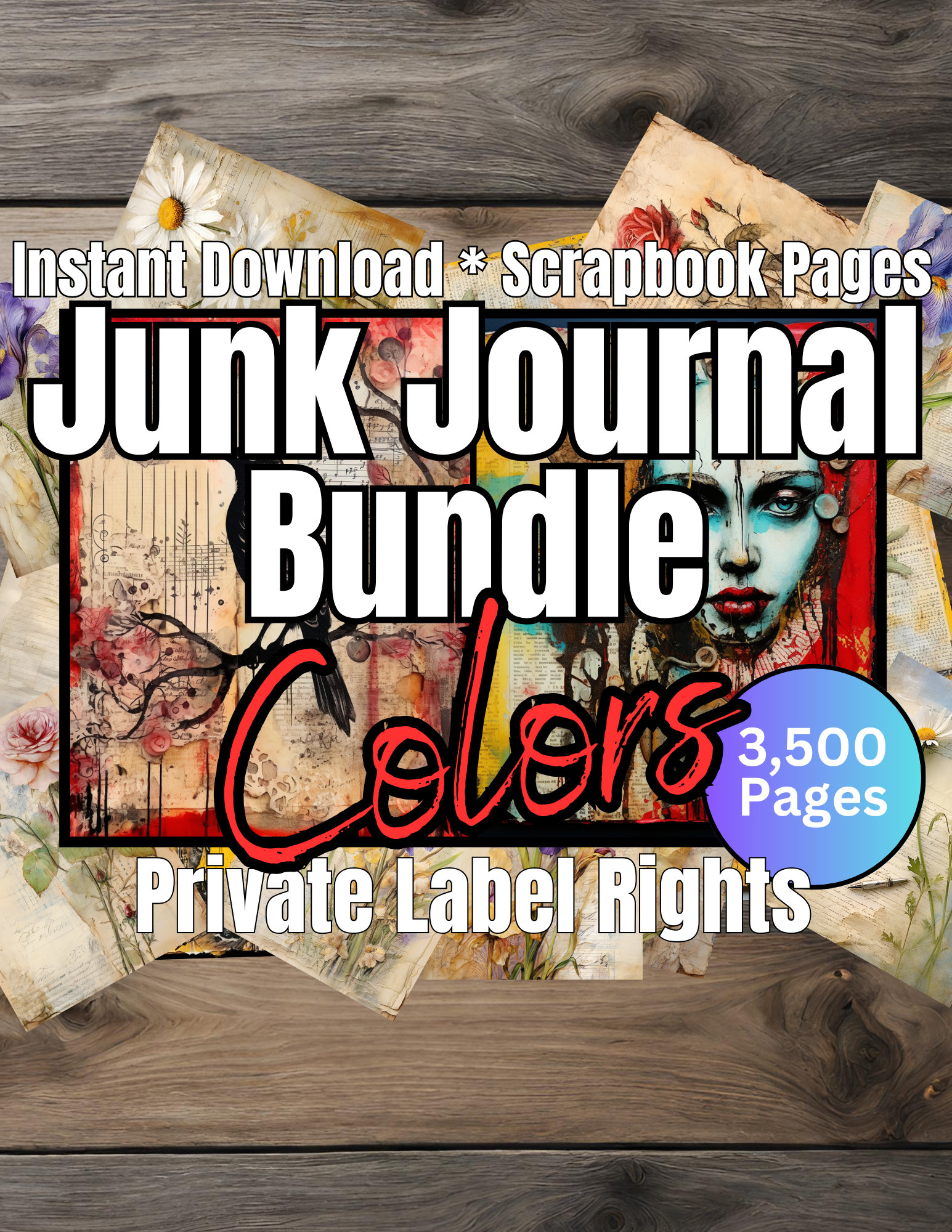 Junk Journal Bundle Scrapbook Kit Supplies Journaling Printable Pages ...