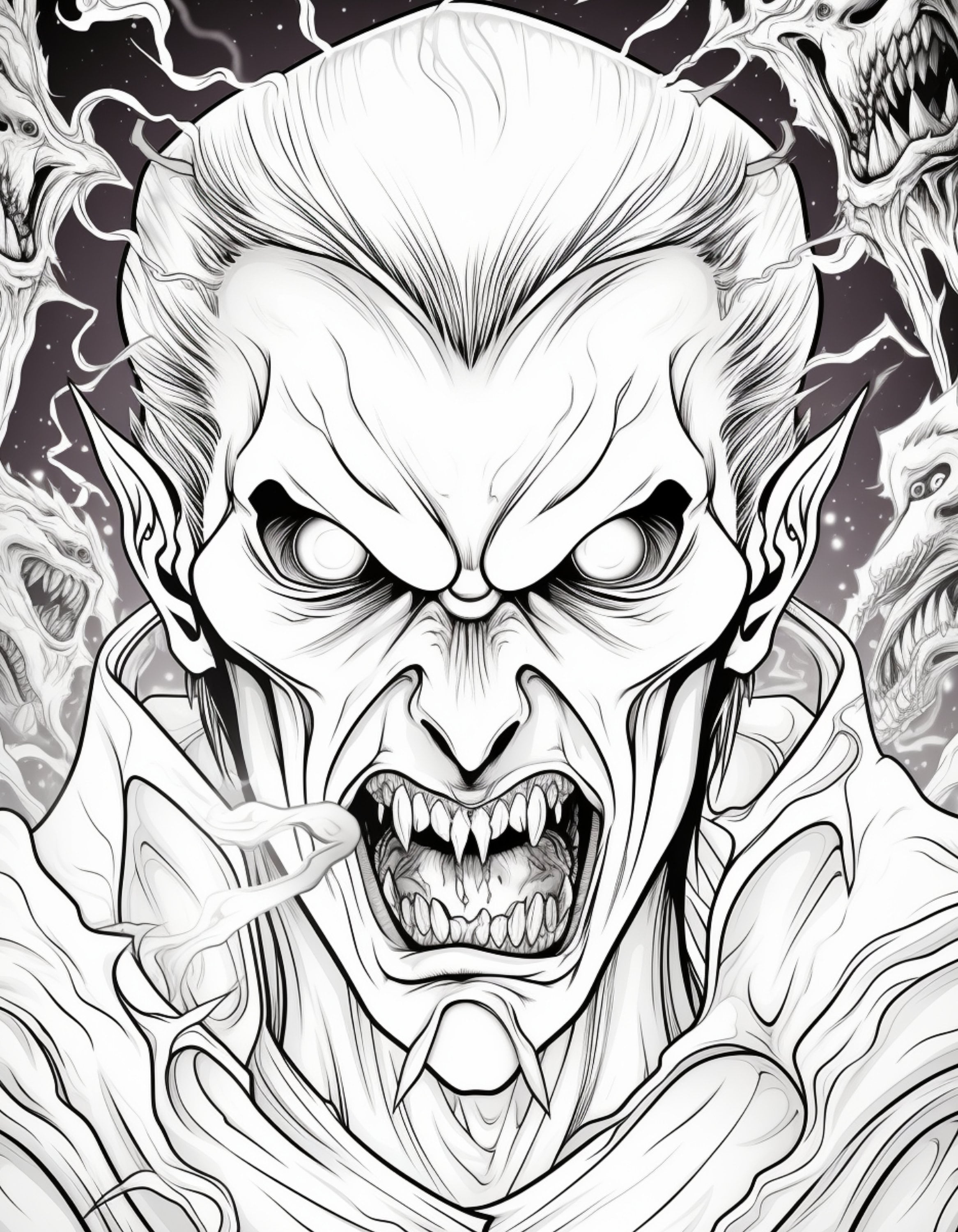 111 Halloween Evil Vampires Adult Coloring Pages Amazon KDP Coloring ...