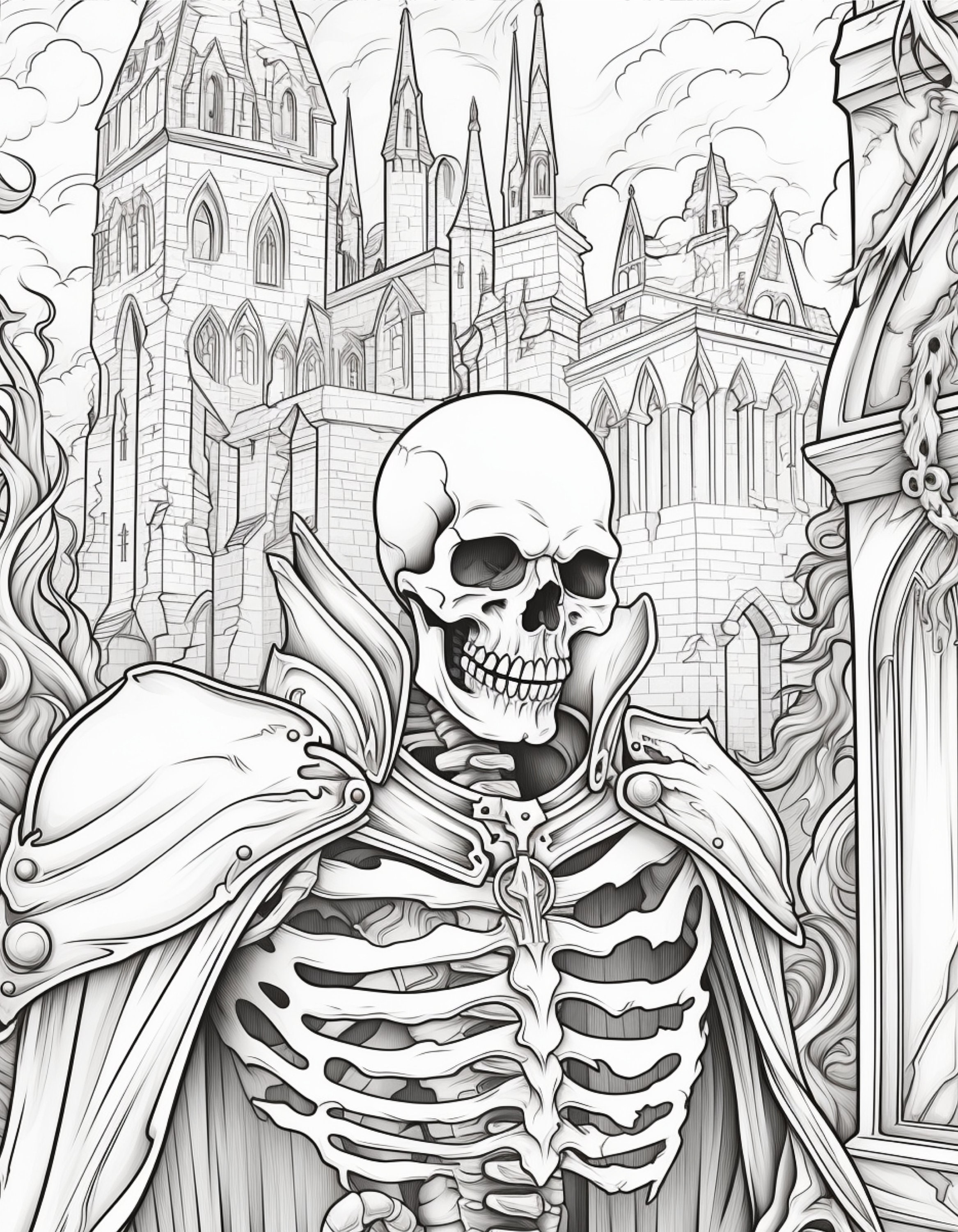 111 Halloween Skeletons Adult Coloring Pages Amazon KDP Coloring Book ...