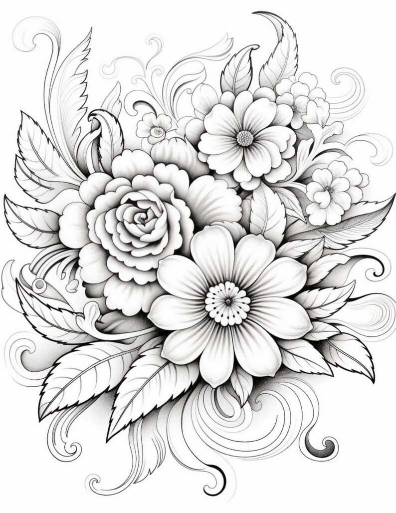 46 Floral Patterns Coloring Book Pages Printable Edit in Canva PNG JPG ...