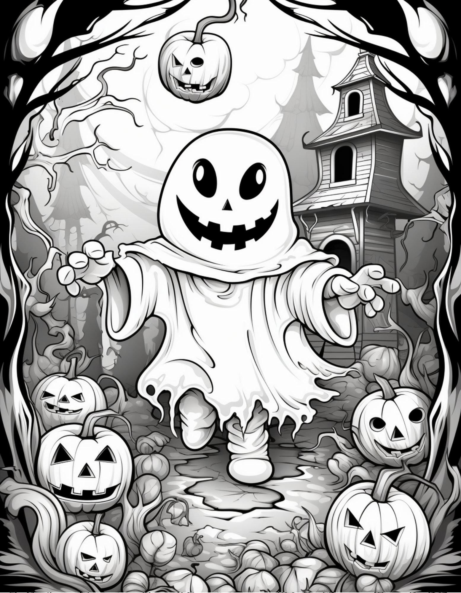 105 Halloween Ghosts Ghouls and Goblins Adult Coloring Pages Amazon KDP ...