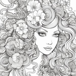 57 Hair Patterns Coloring Book Pages Printable Edit in Canva PNG JPG ...