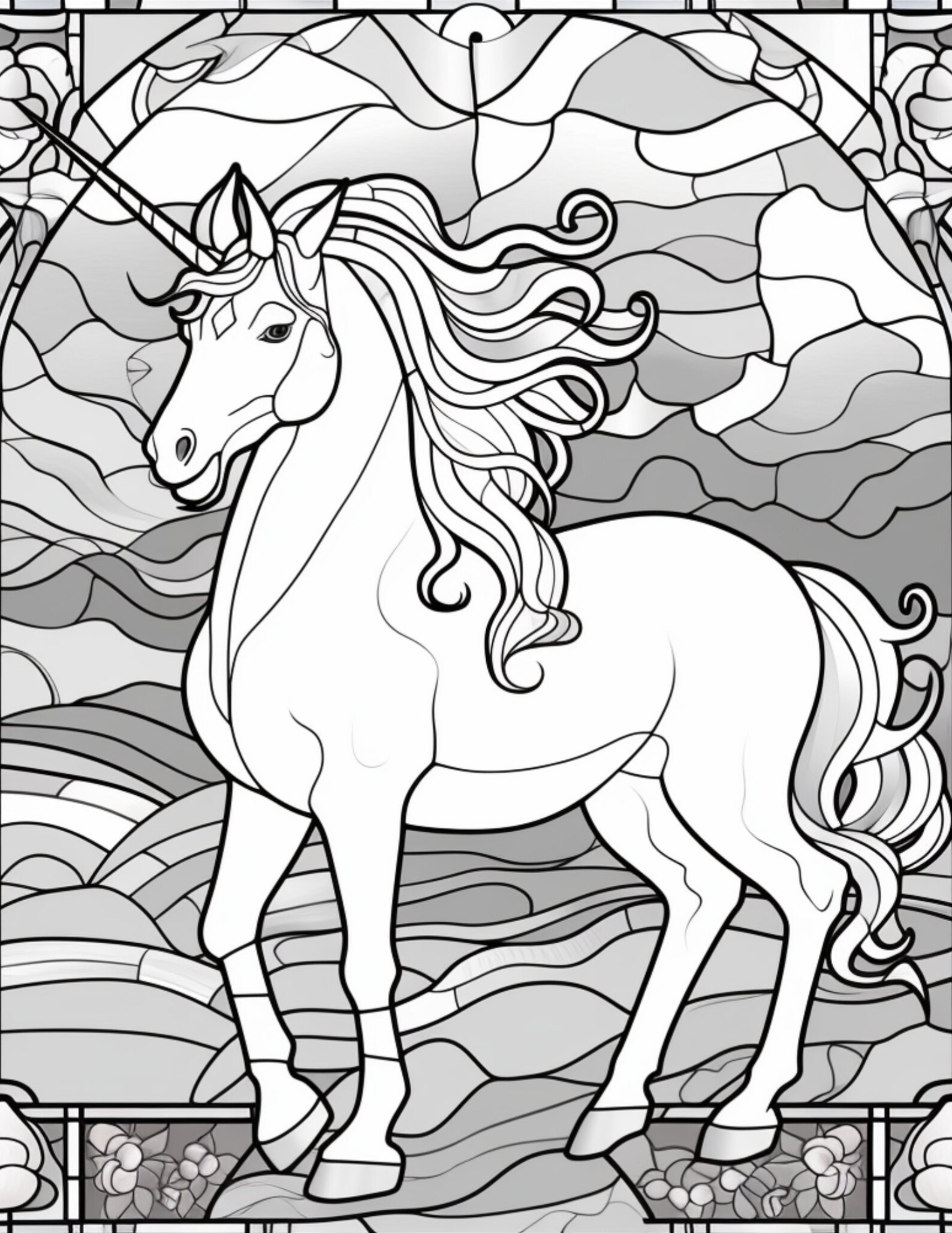150 Magical Unicorns Coloring Book Pages Plus 6 Cover Images Printable ...
