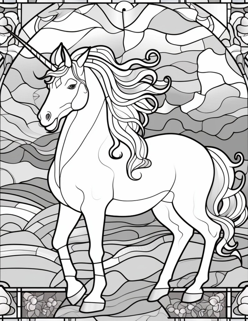 150 Magical Unicorns Coloring Book Pages Plus 6 Cover Images Printable ...