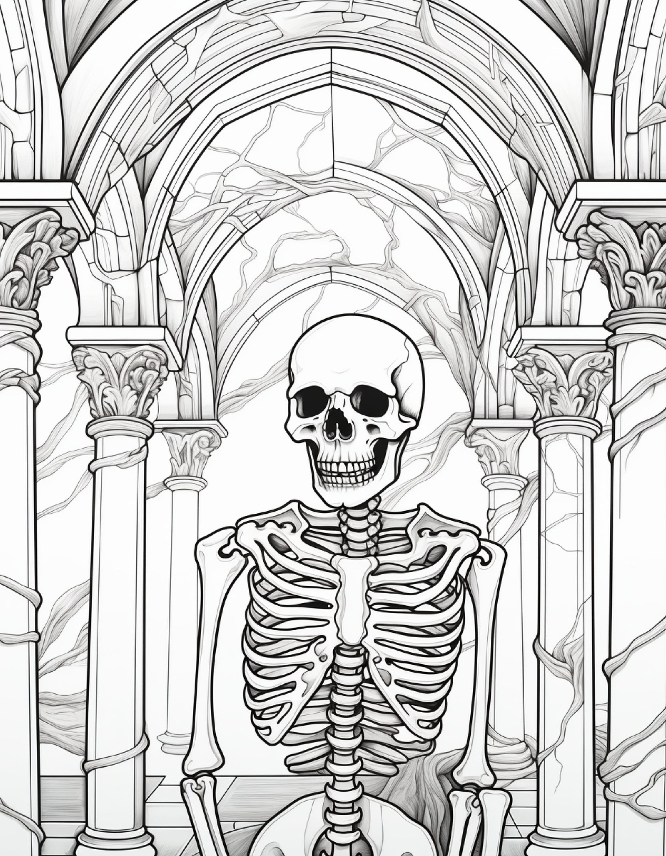 111 Halloween Skeletons Adult Coloring Pages Amazon KDP Coloring Book ...