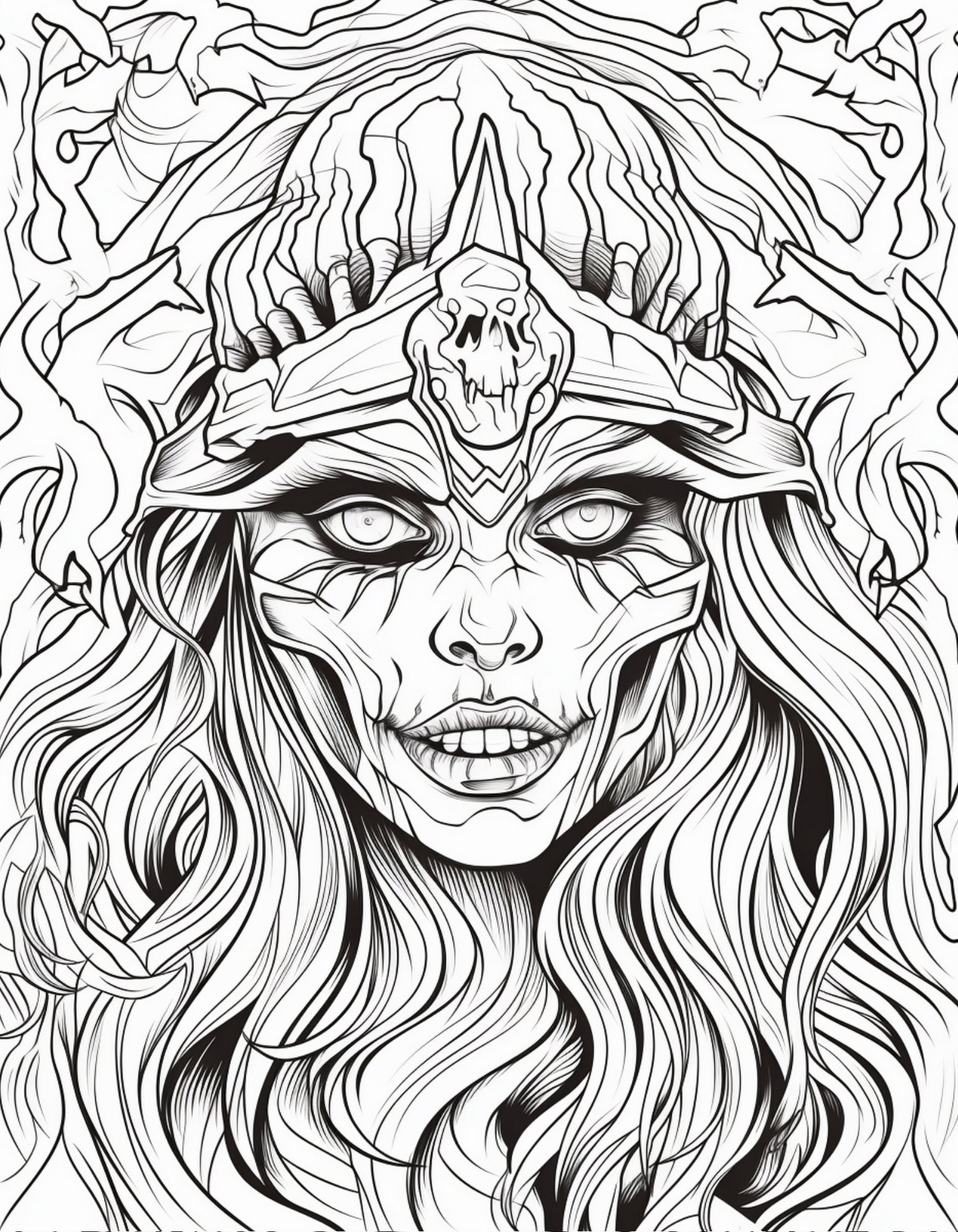 134 Halloween Undead Witches Adult Coloring Pages Amazon KDP Coloring ...