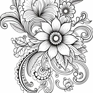 46 Floral Patterns Coloring Book Pages Printable Edit in Canva PNG JPG ...