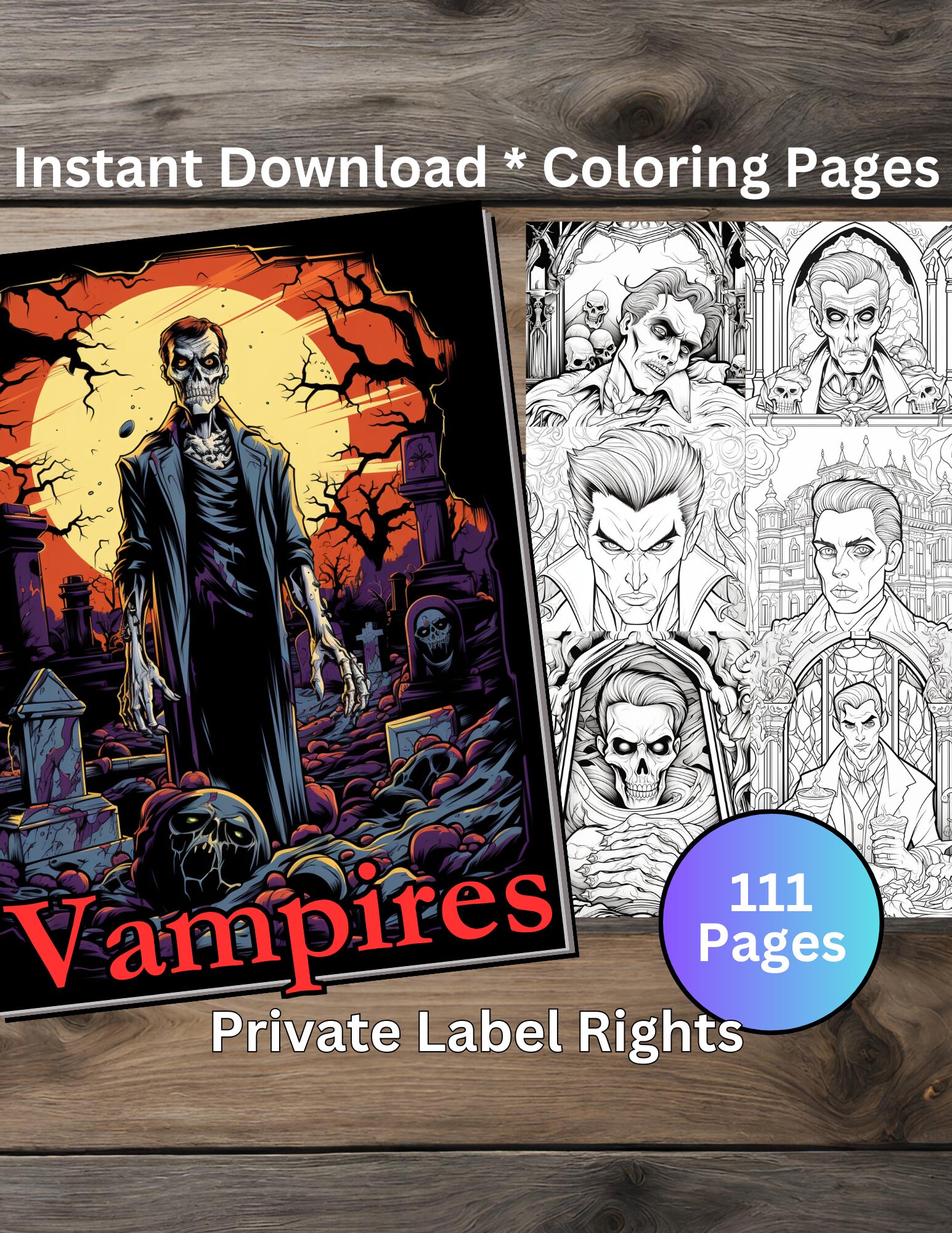 111 Halloween Evil Vampires Adult Coloring Pages Amazon KDP Coloring ...